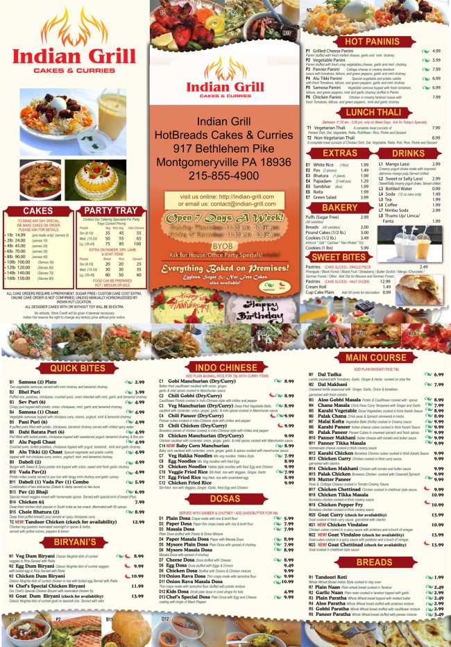 menu - Indian Grill